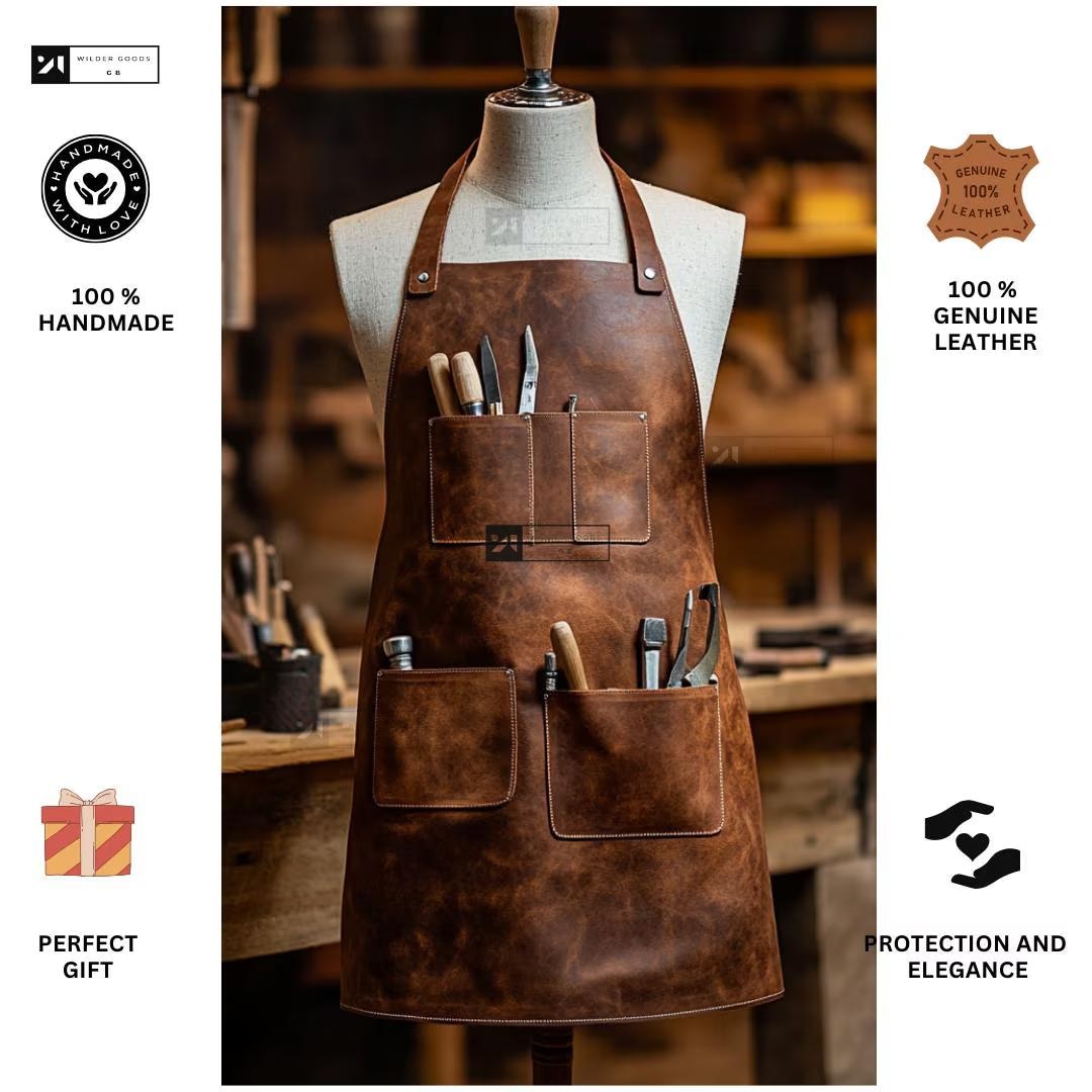 PREMIUM Leather Apron - Woodwork & Blacksmith Apron - BBQ Apron ...