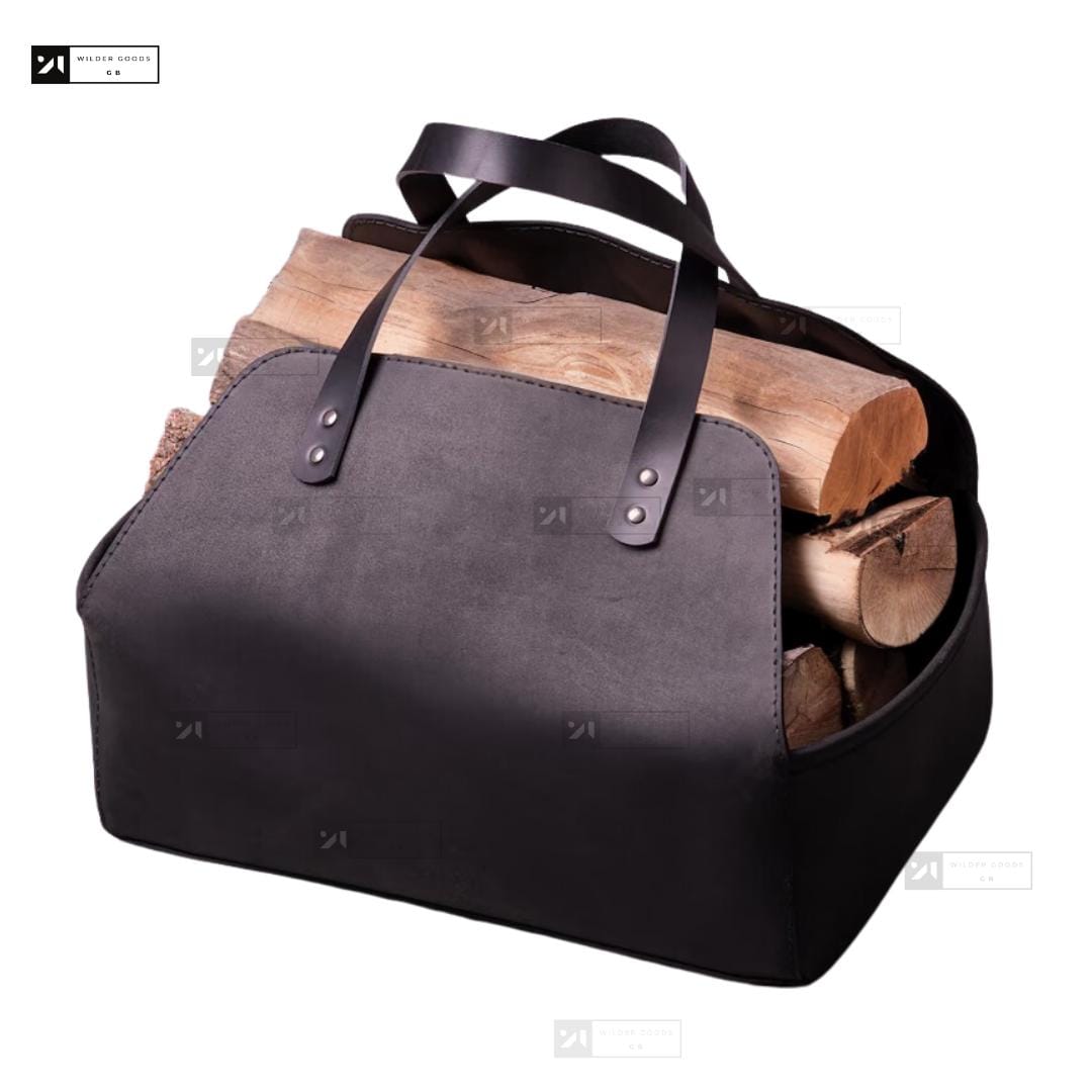 Handmade Leather Log Carrier -firewood Log Tote -indoor & Outdoor Log ...