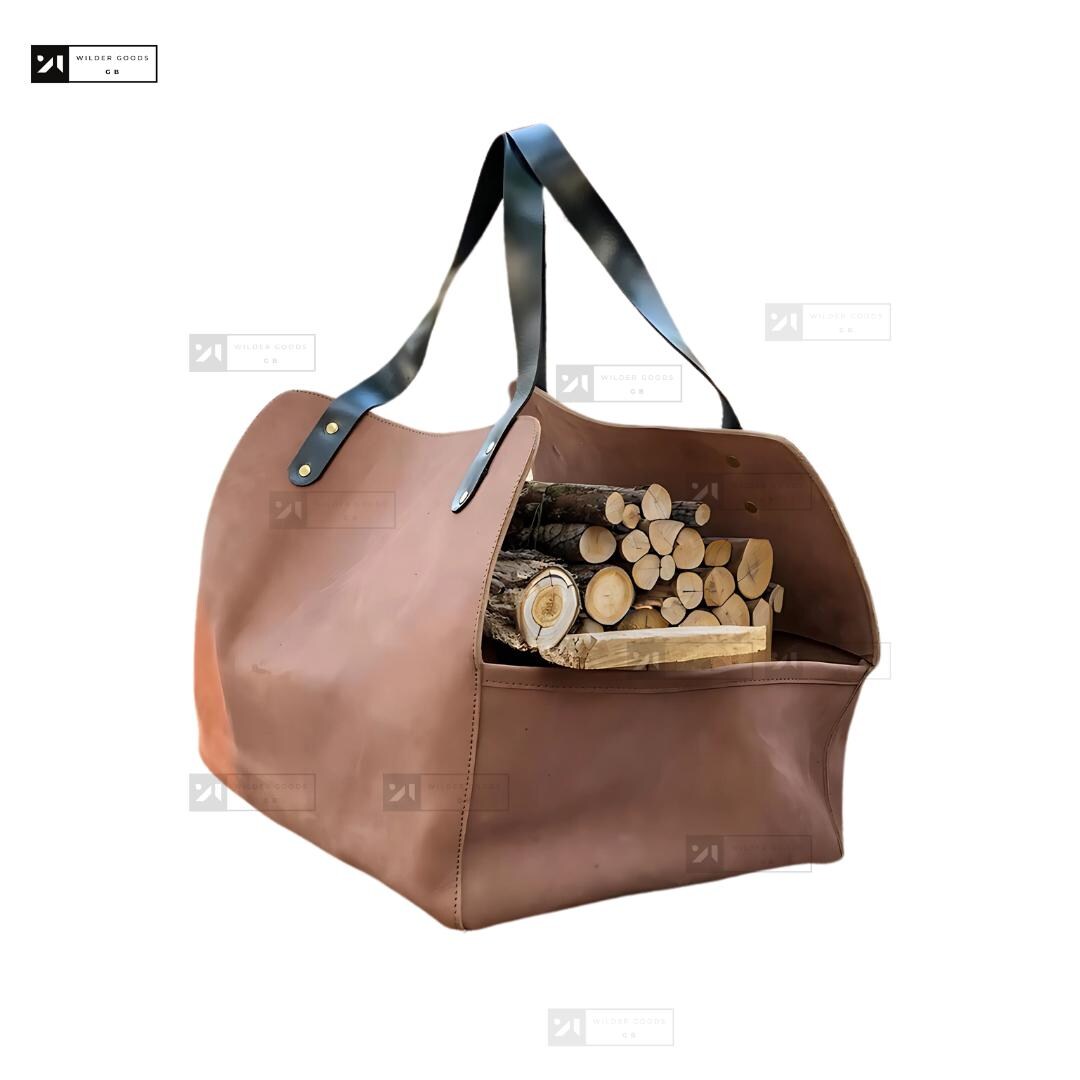 Personalized Leather Log Carrier firewood Log Tote indoor & Outdoor Log ...