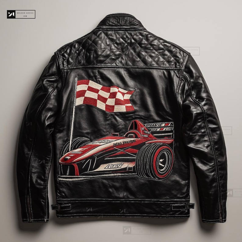 Handmade Leather Racing Jacket – F1 Car Embroidery, Motorsport Gift - Etsy