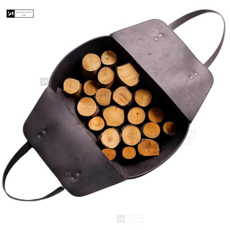 Handmade Leather Log Carrier -firewood Log Tote -indoor & Outdoor Log ...