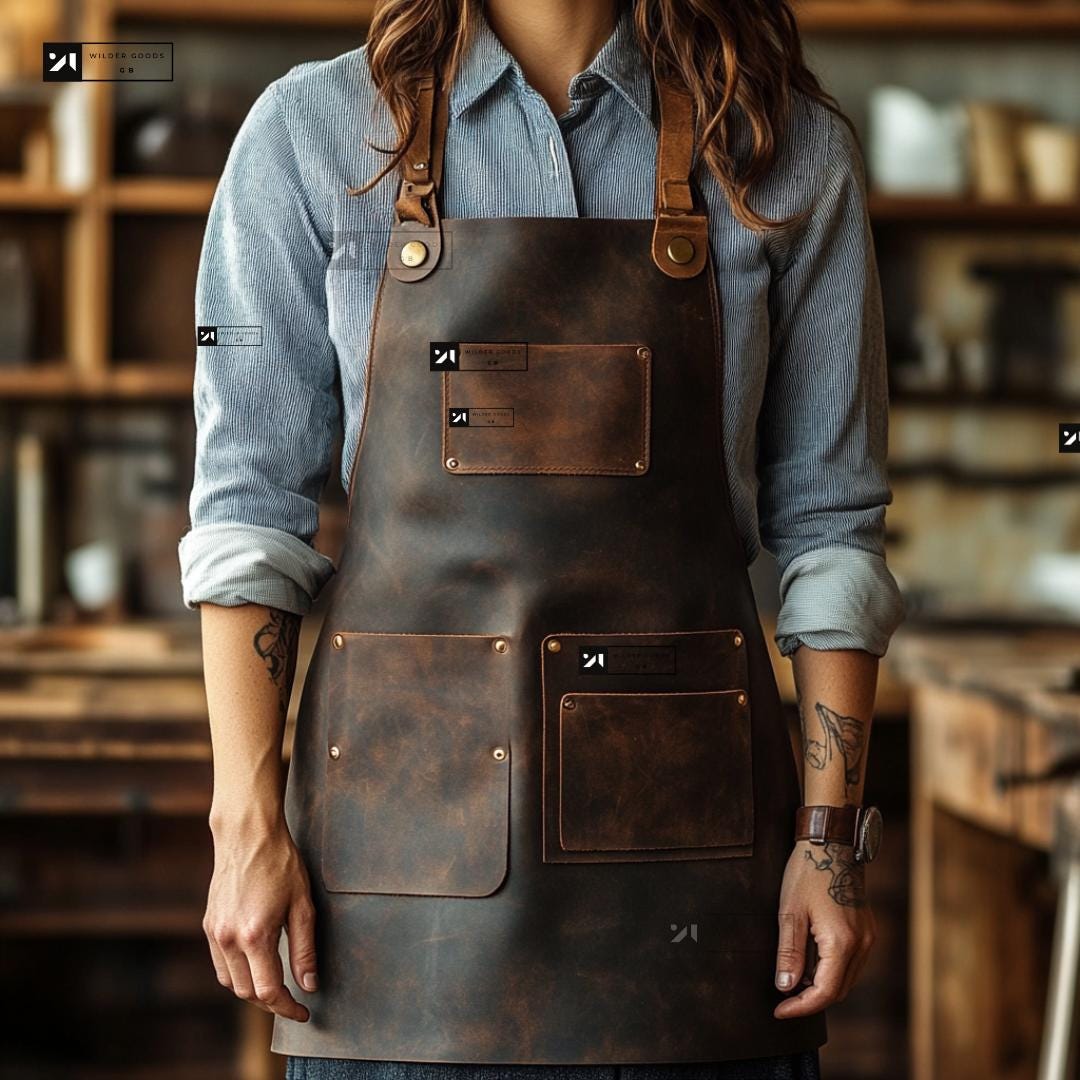 Customized Top Grain Leather Apron Butcher Apron- BBQ Apron -cooking ...