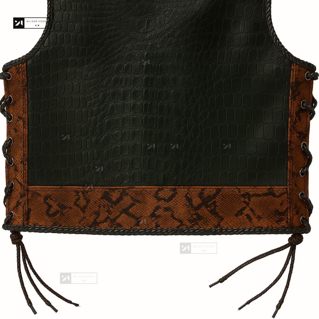 Handmade Crocodile & Snakeskin Leather Vest-men's Exotic Western Biker ...