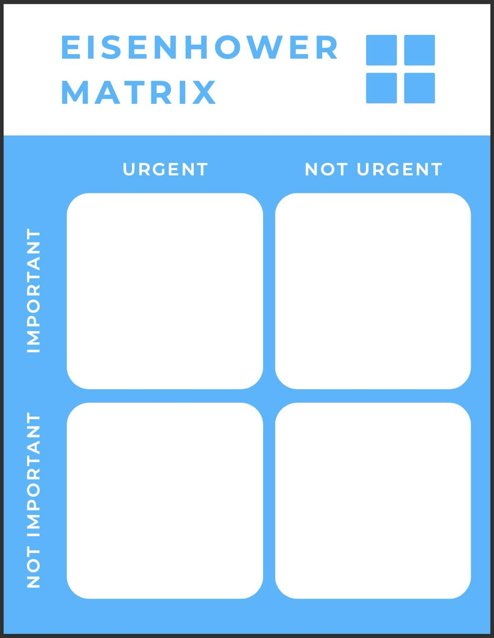 Eisenhower Matrix - Productivity Tool - Organizing Priorities - Work ...