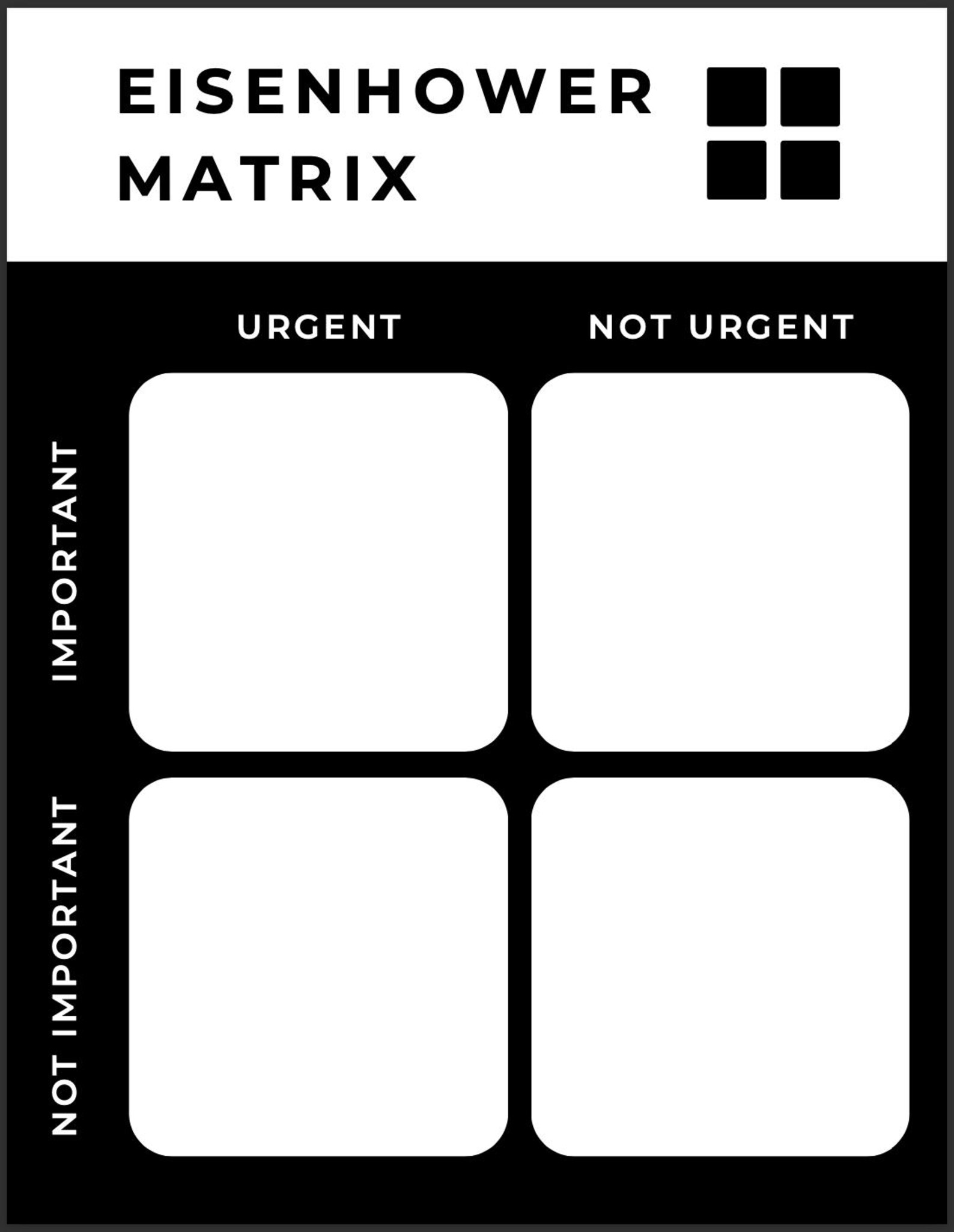 Eisenhower Matrix - Productivity Tool - Organizing Priorities - Work ...