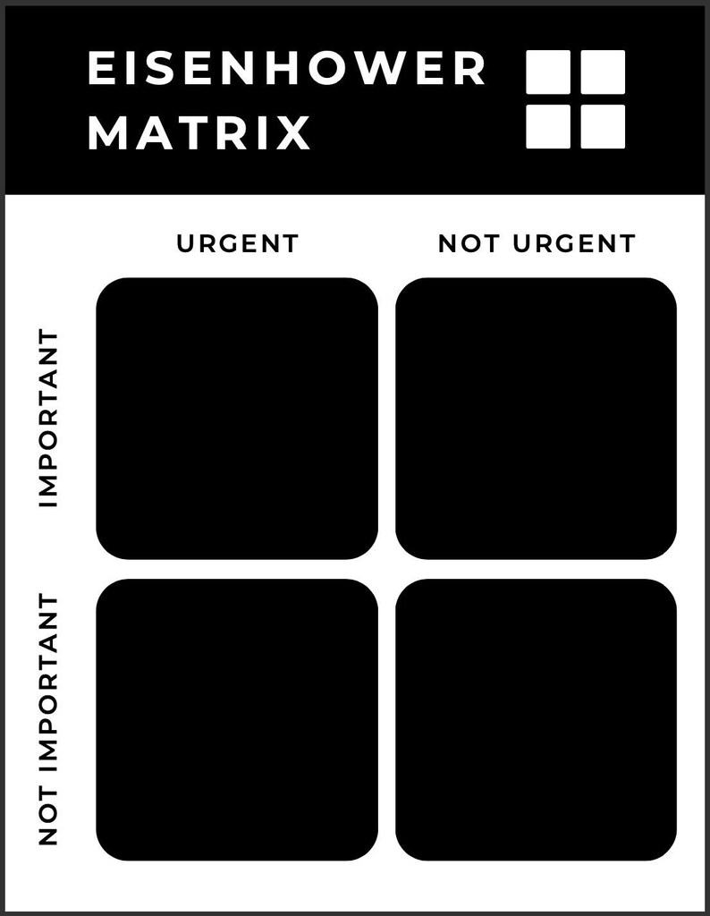 Eisenhower Matrix - Productivity Tool - Organizing Priorities - Work ...