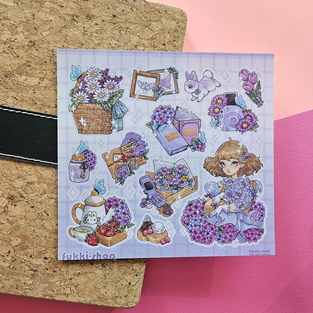 Purple Glitter Sticker-pack - Etsy