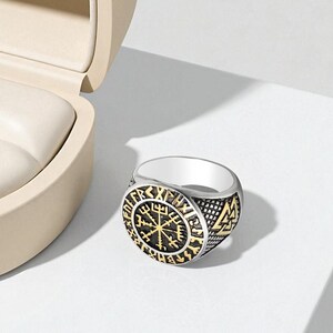 Men's Compass Ring | Norse Warrior Band | Valknut Amulet Jewelry | Nordic Style Gift | Symbolic ...