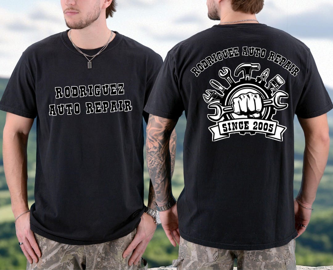 Comfort Colors® Custom Garage Shirt, Personalized Mechanic Logo Tee ...