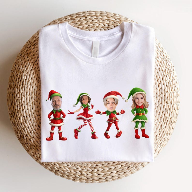 Personalized Elf Face Christmas Shirt, Custom Family Matching Tee ...