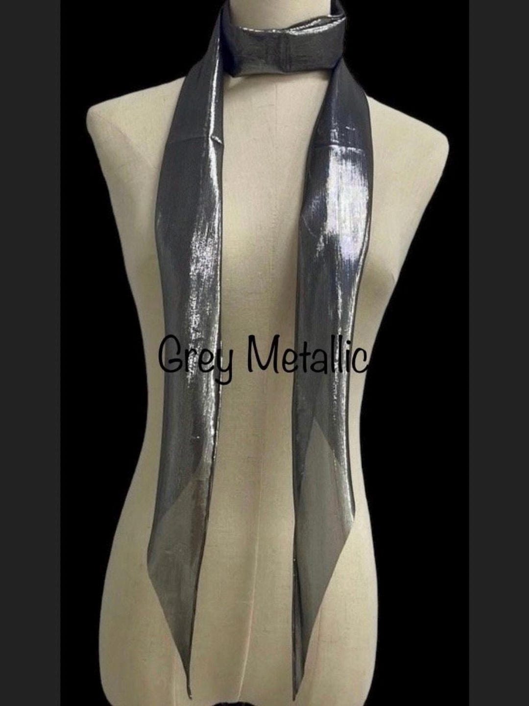 Trinny Scarf, Metallic Silver Scarf, Silk Scarf, Gift Scarf Handmade ...