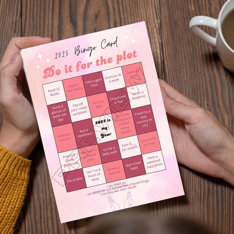 2025 Vision Board Bingo Card Manifestation Planner New Years Resolution ...