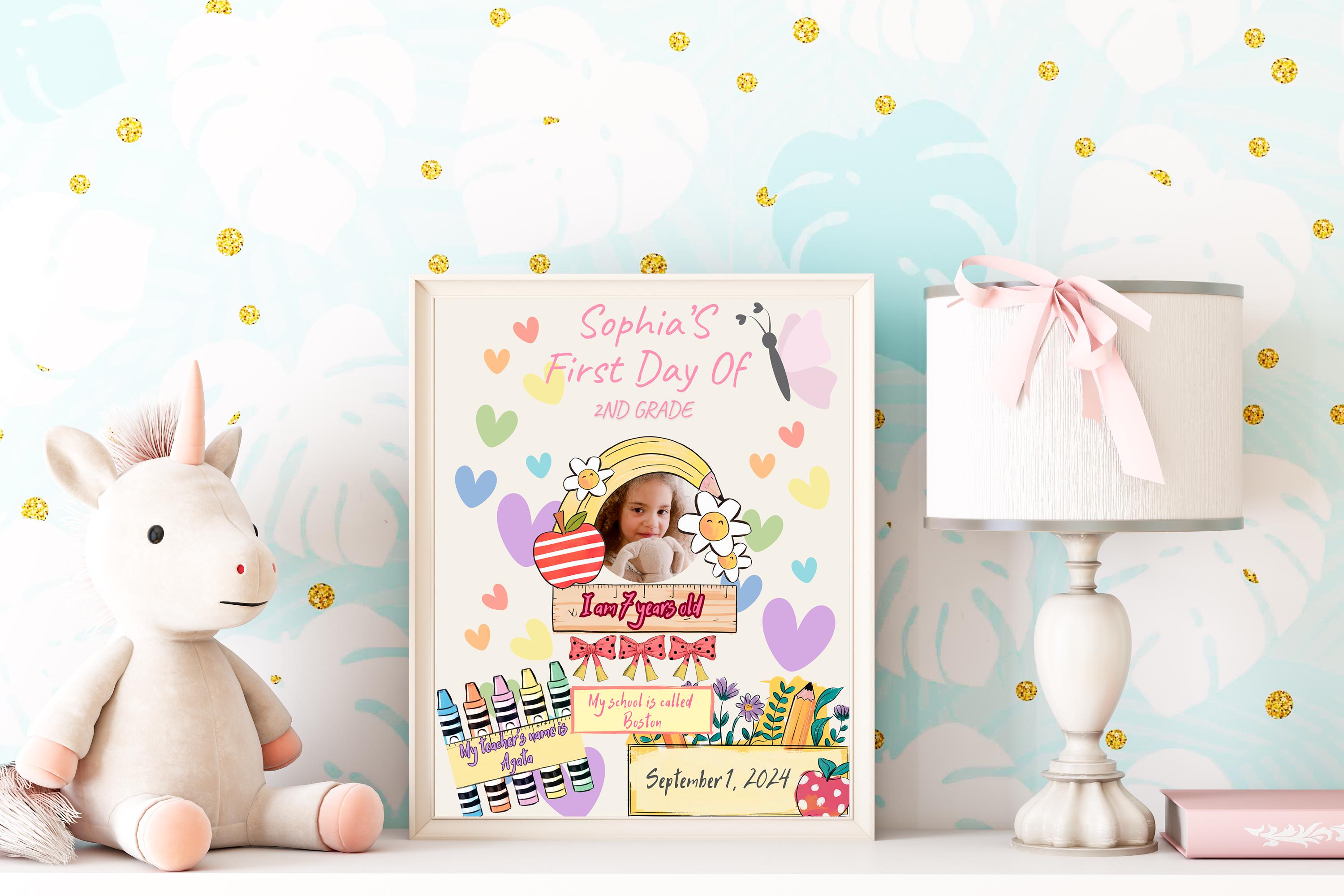 Personalized First Day of School Sign: Reusable Template (digital ...