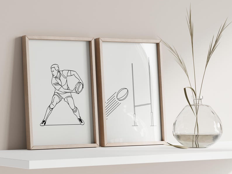 Rugby Player Wall Art Set, Minimalist Sports Prints, Digital Rugby ...