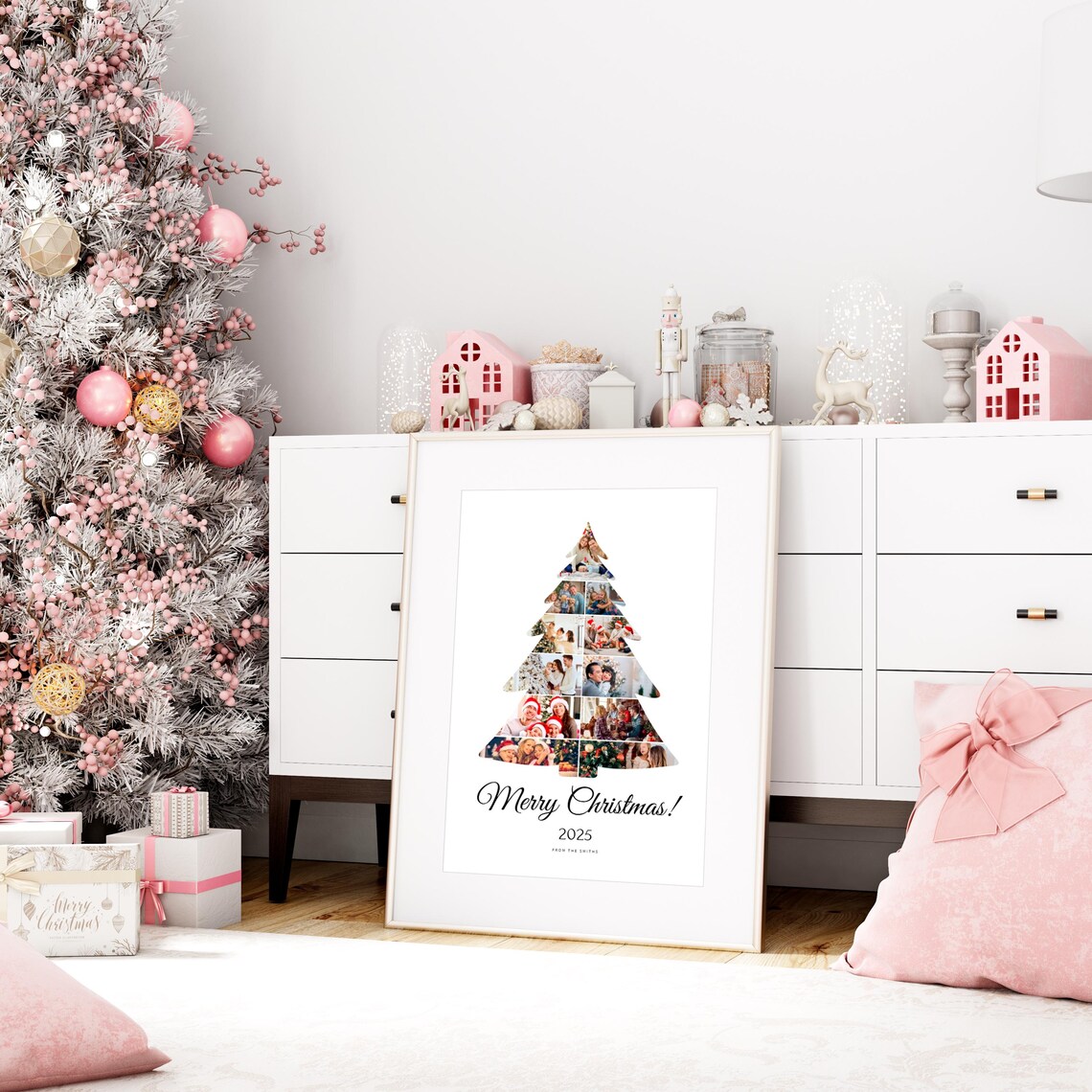 Christmas Tree Photo Collage, Holiday Memory Gift (canva Template) - Etsy