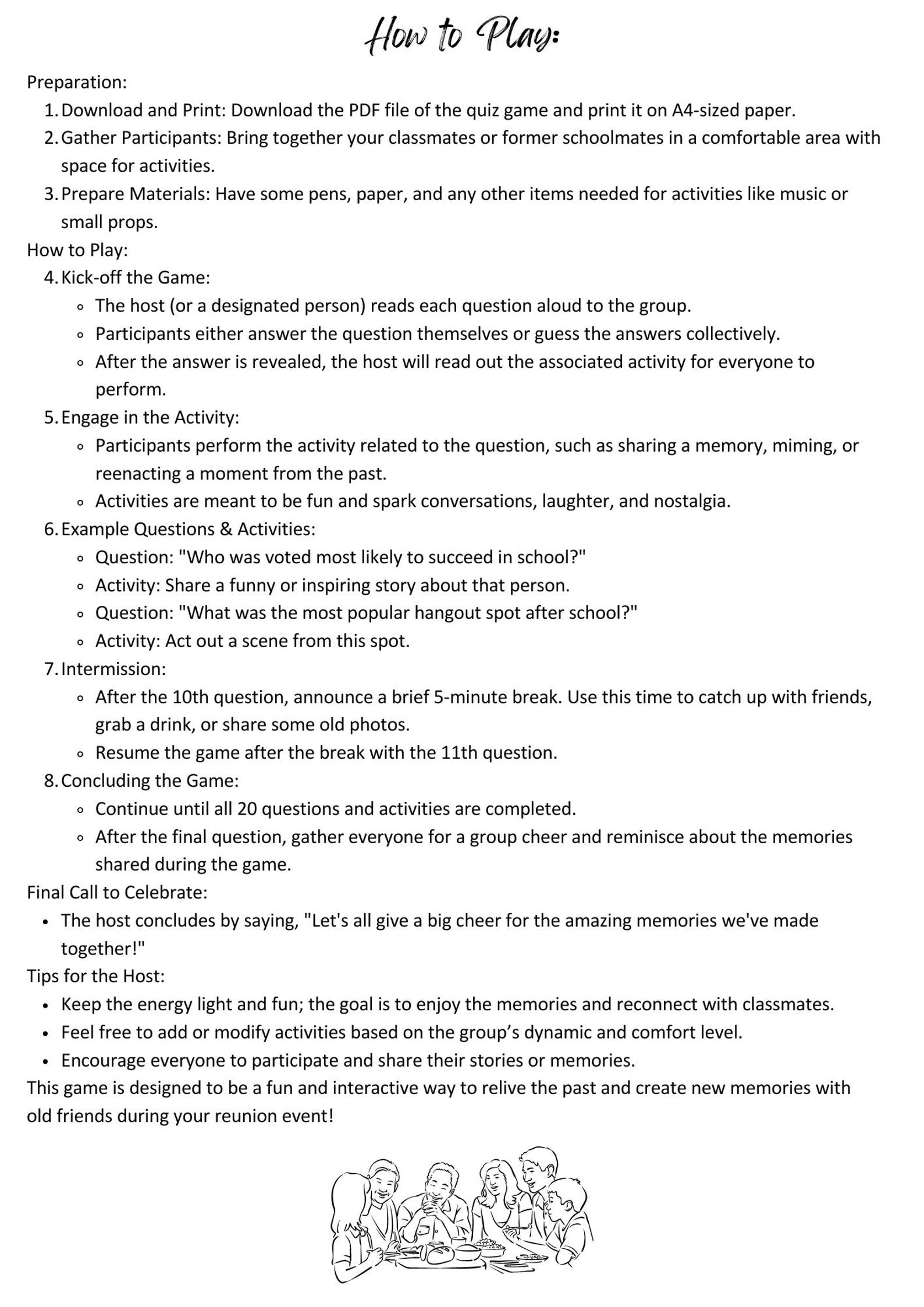 20fun Class Reunion Games | Ready-to-print | Class Trivia Game ...