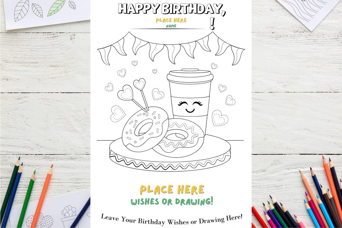 Customizable Happy Birthday Coloring Page – Printable & Colorable Kids ...