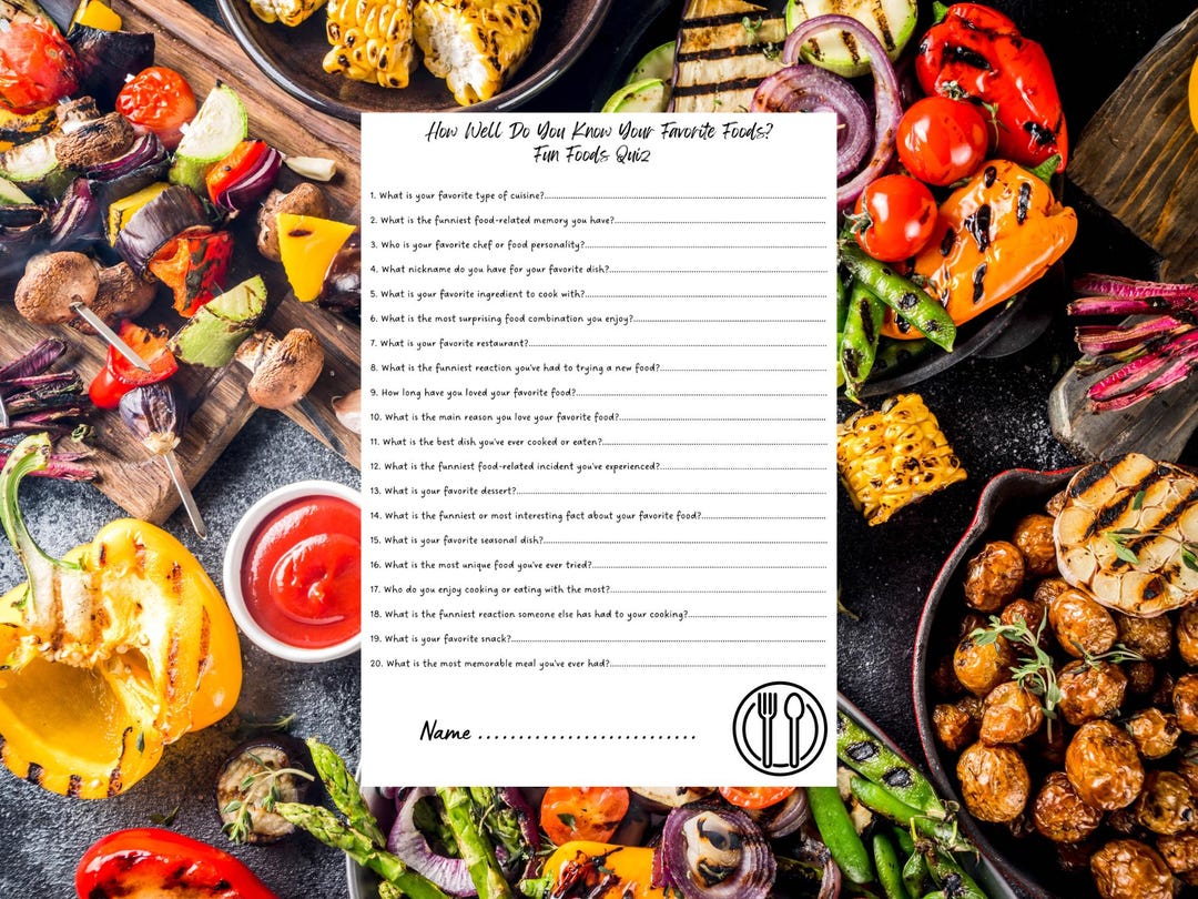 Food Trivia Quiz Game: Fun Printable for Foodies (PDF) - Etsy