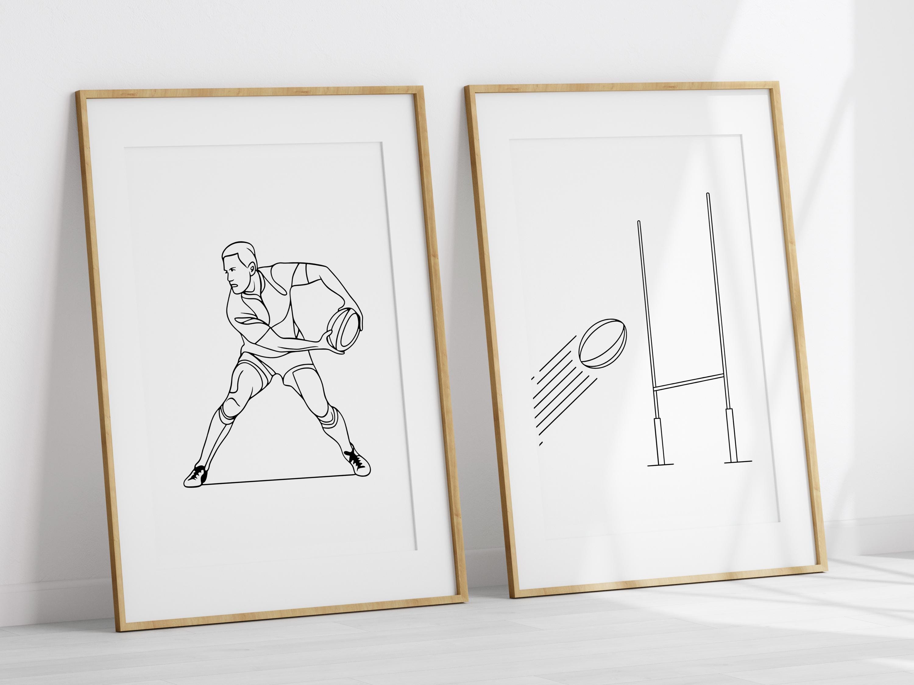 Rugby Player Wall Art Set, Minimalist Sports Prints, Digital Rugby ...