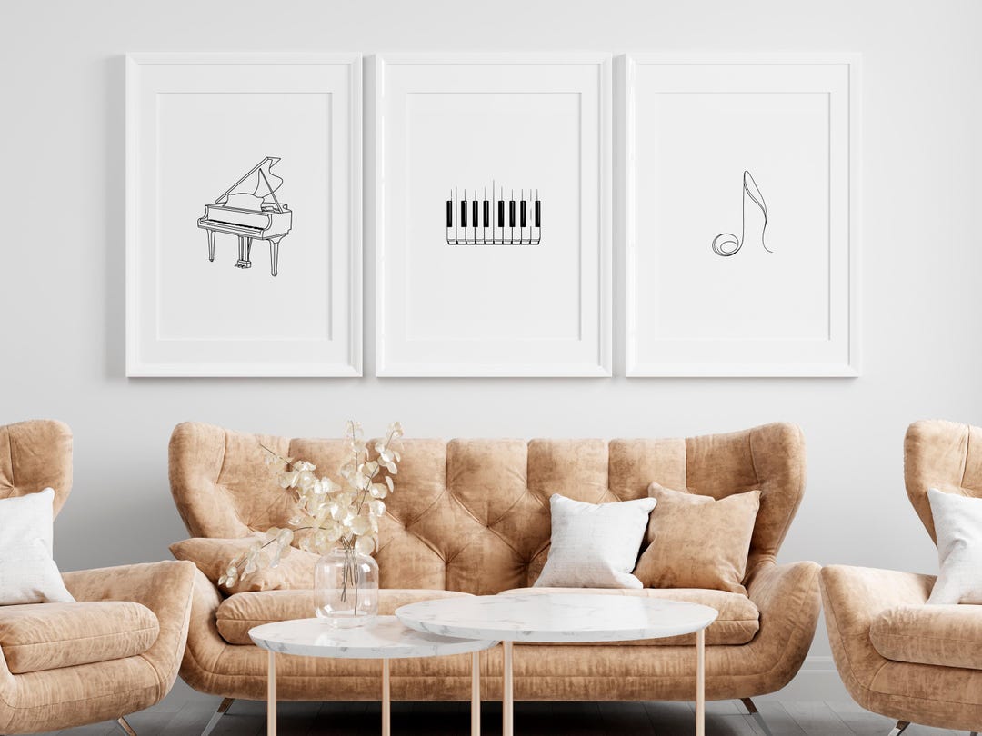 Minimalist Piano Music Note Prints: Elegant Home Studio Decor (set of 3 ...