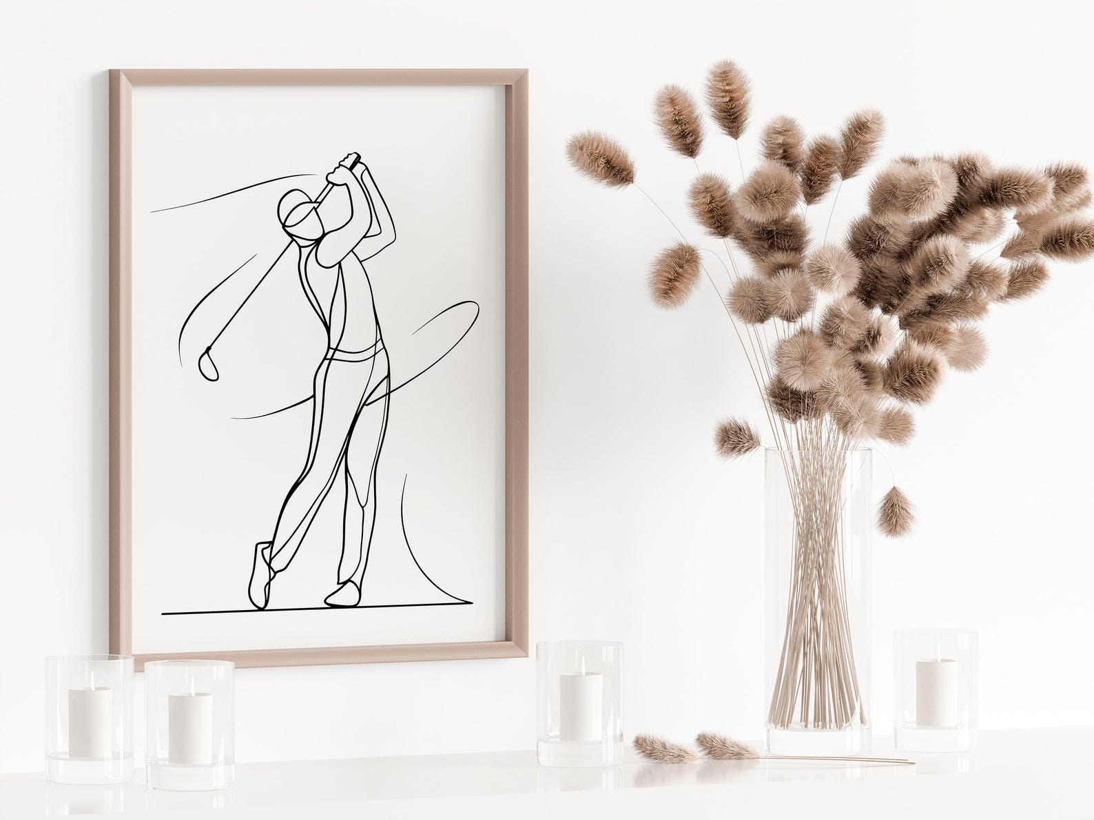Minimalist Golf Line Art Print, Golfer Print Set, Sports Room Decor ...