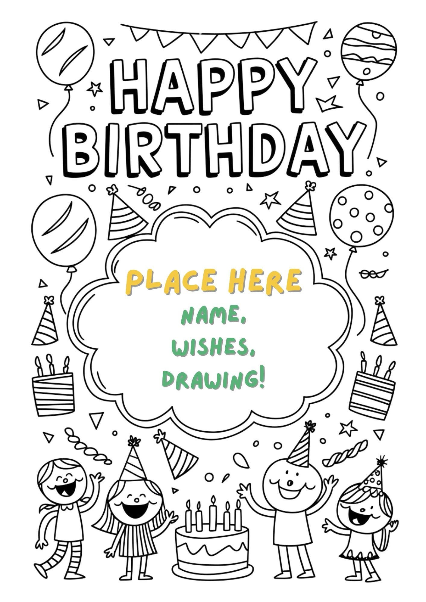 Printable Kids Birthday Card - Customizable and Colorable! Perfect for ...