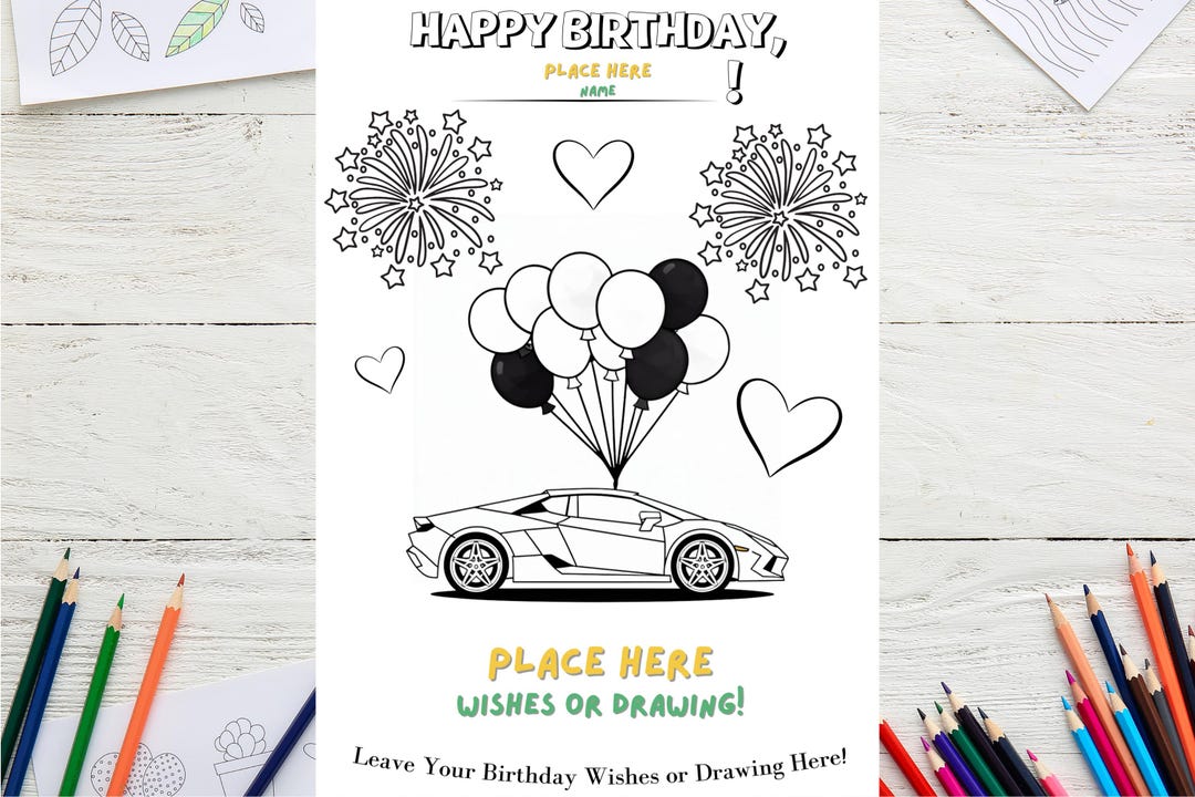 Happy Birthday Coloring Page - Customizable Card for Kids - Printable ...