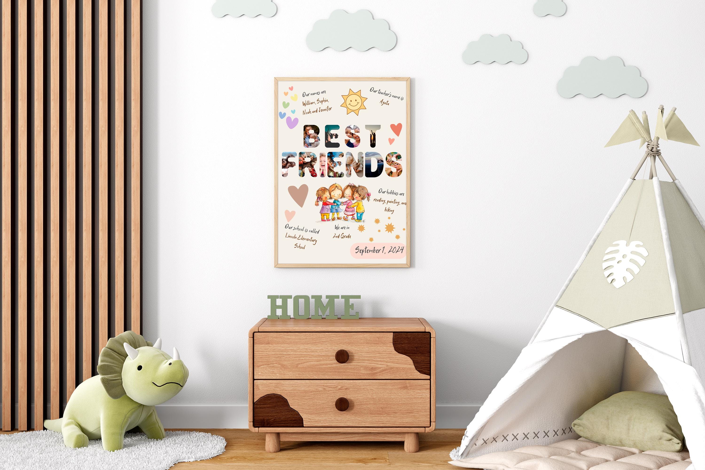 Best Friend Photo Collage Template for School, Editable Back to School ...