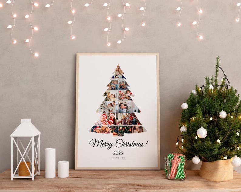 Christmas Tree Photo Collage, Holiday Memory Gift (canva Template) - Etsy