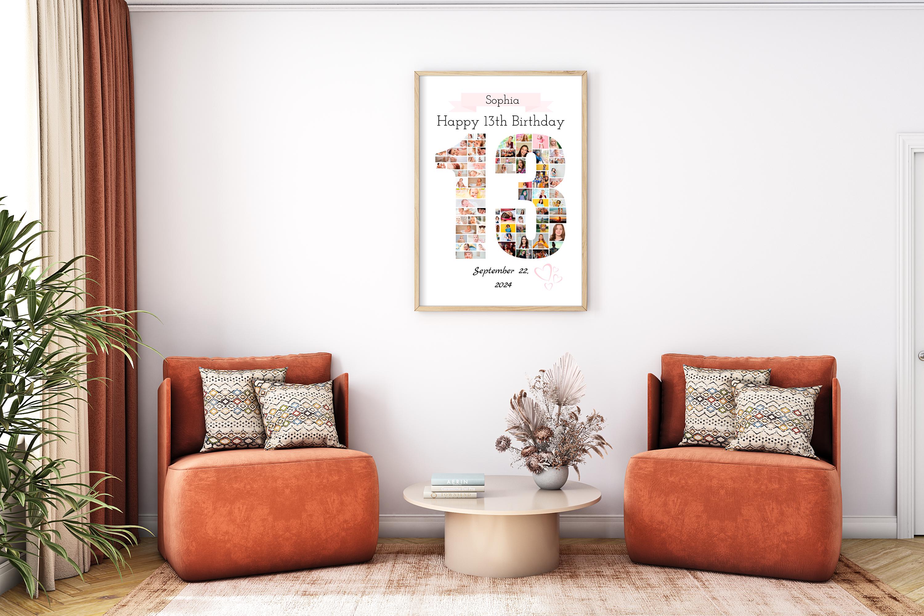Personalized 13th Birthday Photo Collage Gift (canva Template) - Etsy