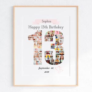 Personalized 13th Birthday Photo Collage Gift (canva Template) - Etsy