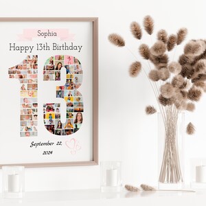Personalized 13th Birthday Photo Collage Gift (canva Template) - Etsy