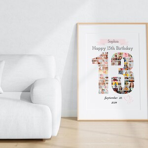 Personalized 13th Birthday Photo Collage Gift (canva Template) - Etsy