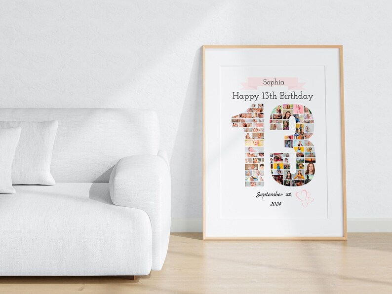 Personalized 13th Birthday Photo Collage Gift (canva Template) - Etsy