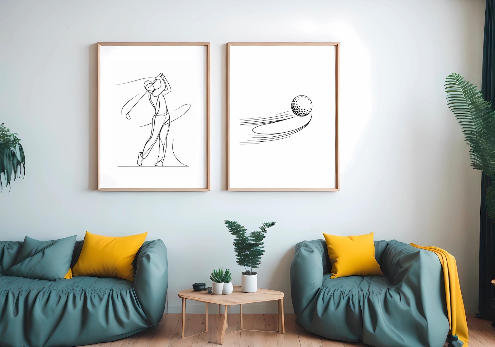 Minimalist Golf Line Art Print, Golfer Print Set, Sports Room Decor ...