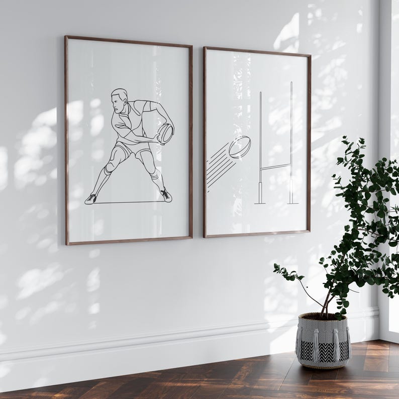 Rugby Player Wall Art Set, Minimalist Sports Prints, Digital Rugby ...