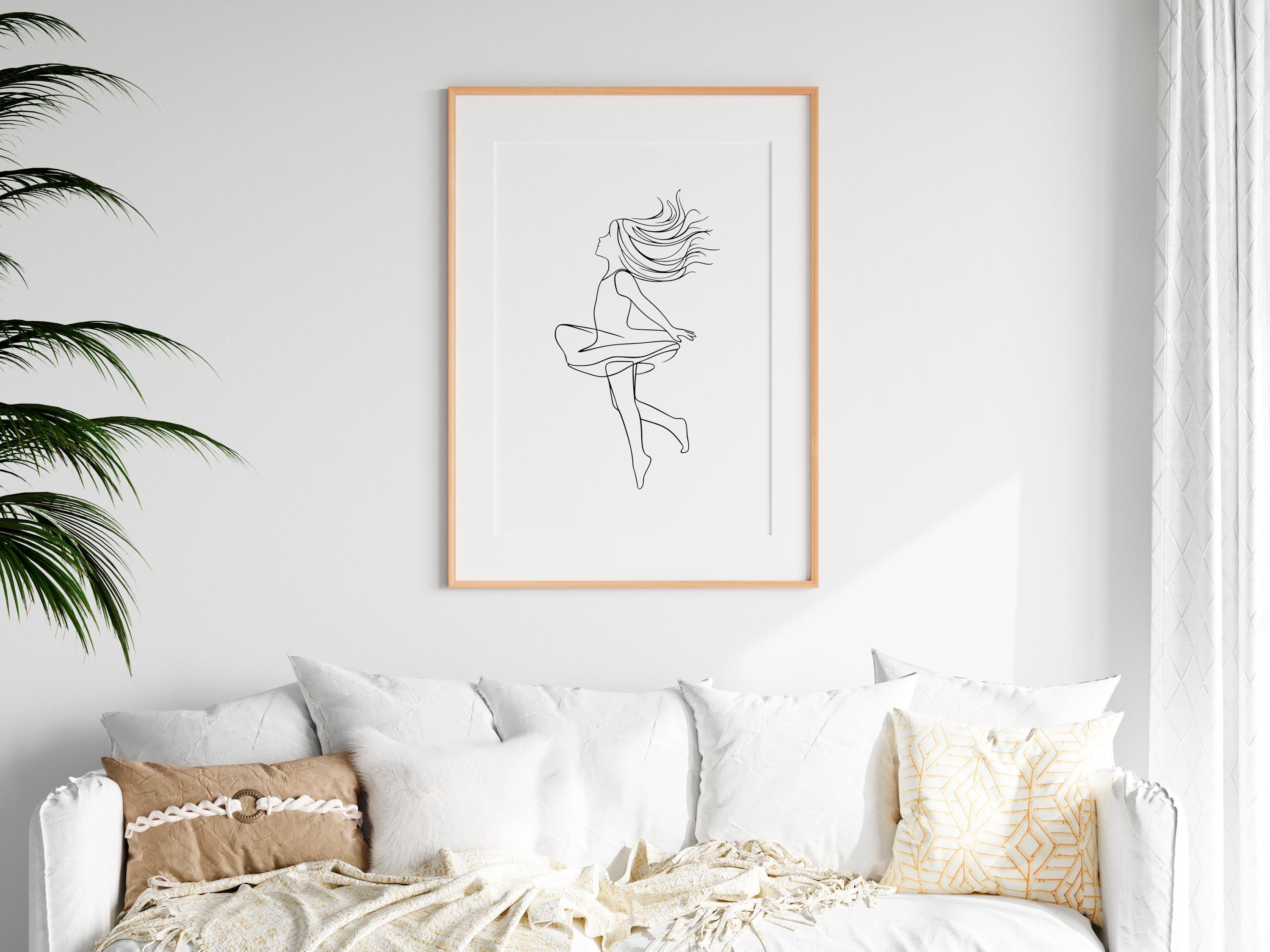 Elegant Girl Line Art Print, Minimalist Fashion Illustration, Modern ...