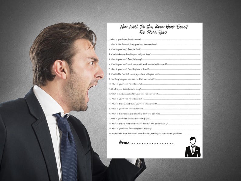 Boss Trivia Quiz: Fun Work Event Game (printable PDF) - Etsy