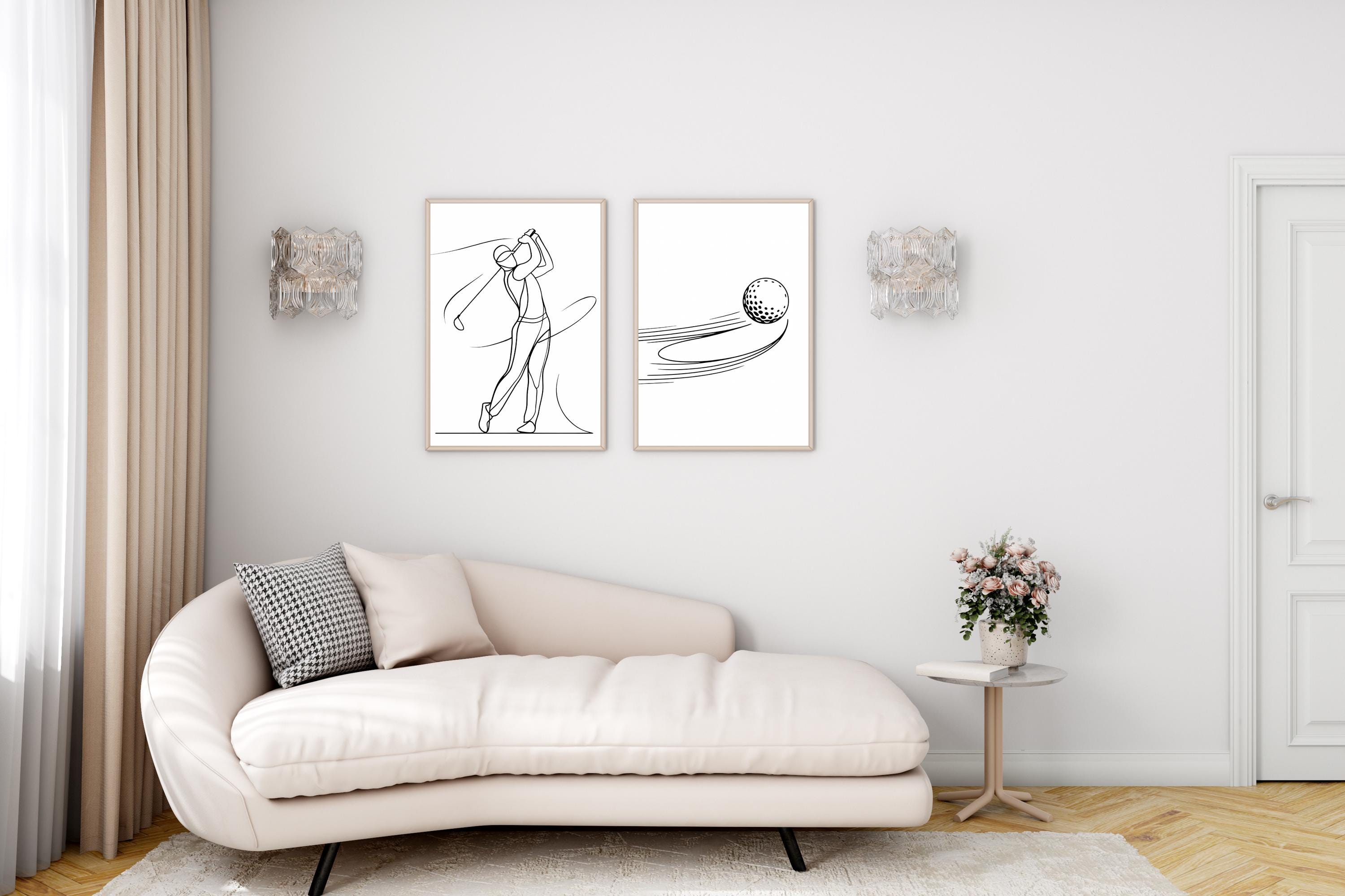 Minimalist Golf Line Art Print, Golfer Print Set, Sports Room Decor ...