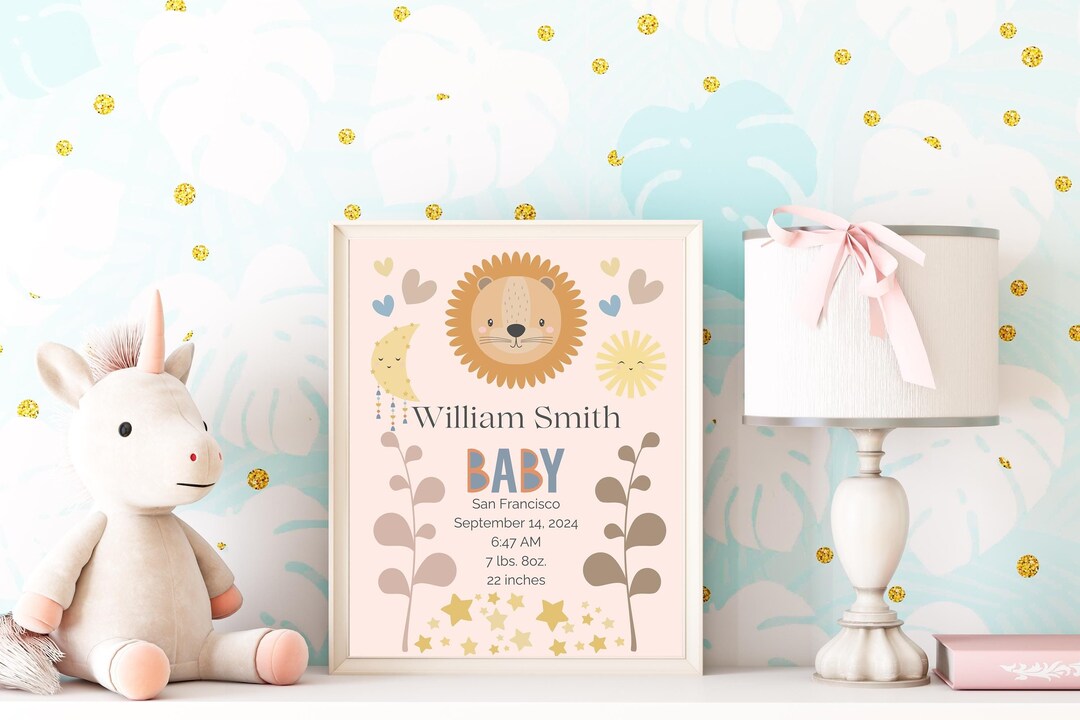 Newborn Birth Announcement Sign, Newborn Birth Information Sign ...