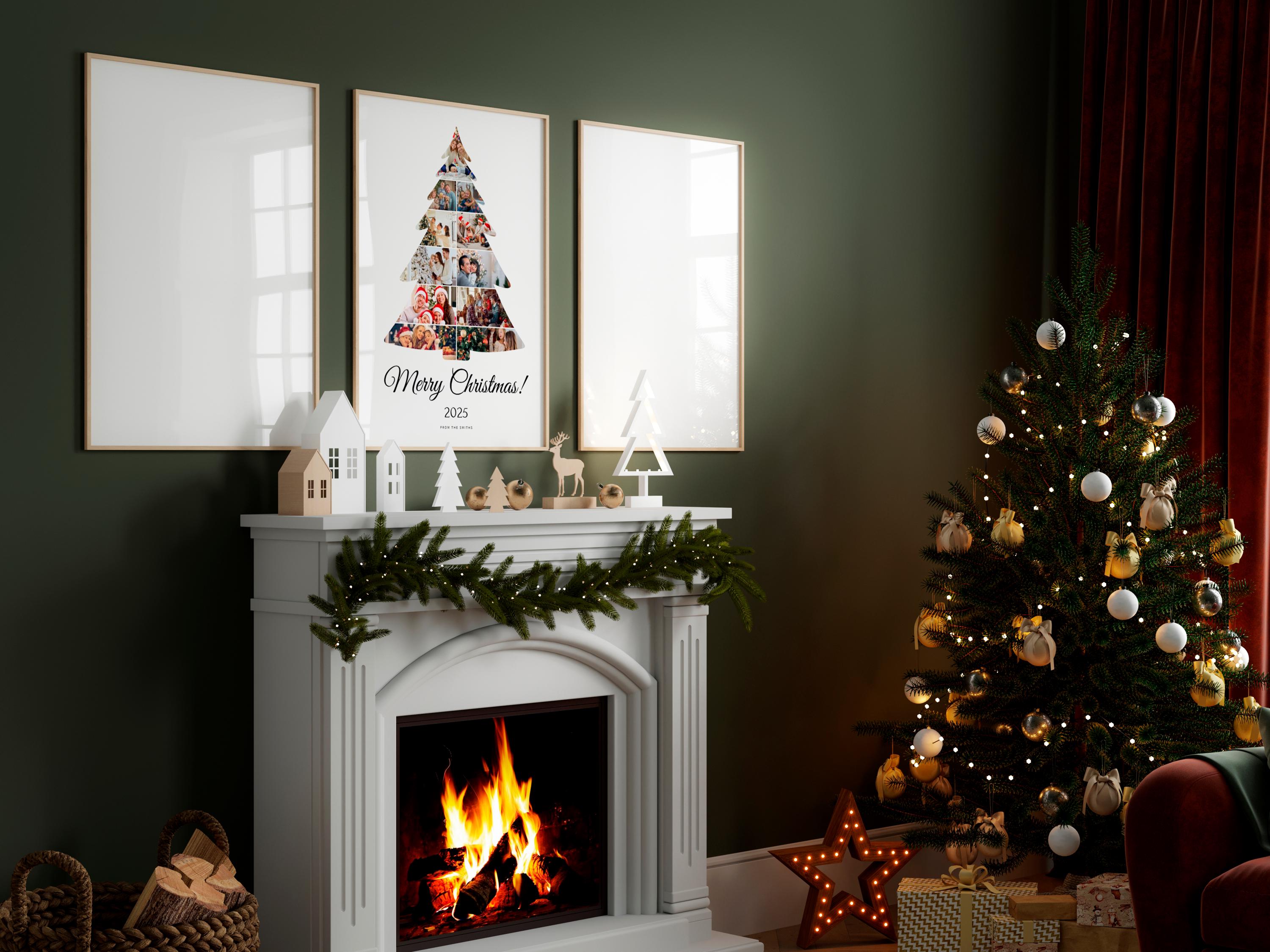 Christmas Tree Photo Collage, Holiday Memory Gift (canva Template) - Etsy