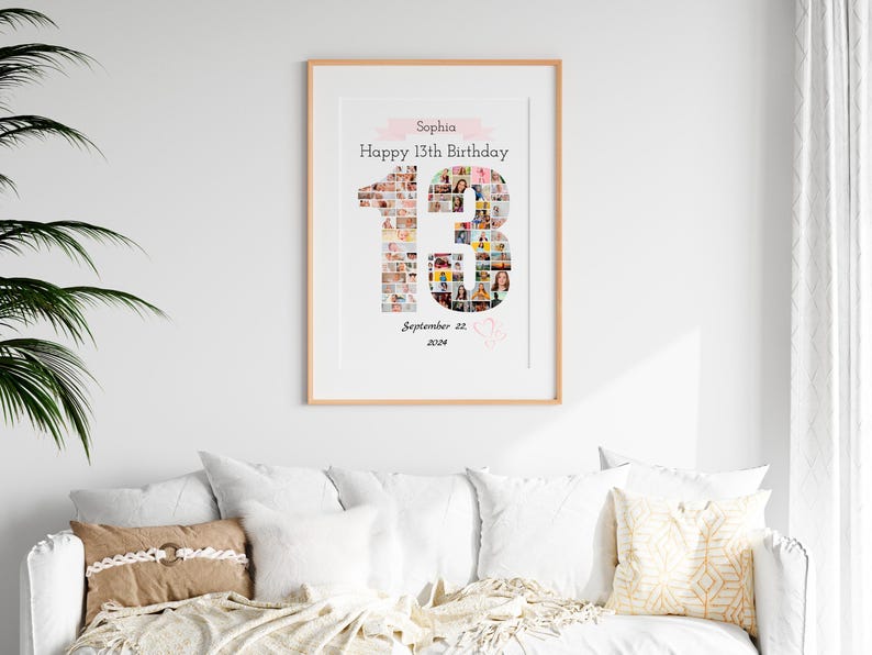 Personalized 13th Birthday Photo Collage Gift (canva Template) - Etsy