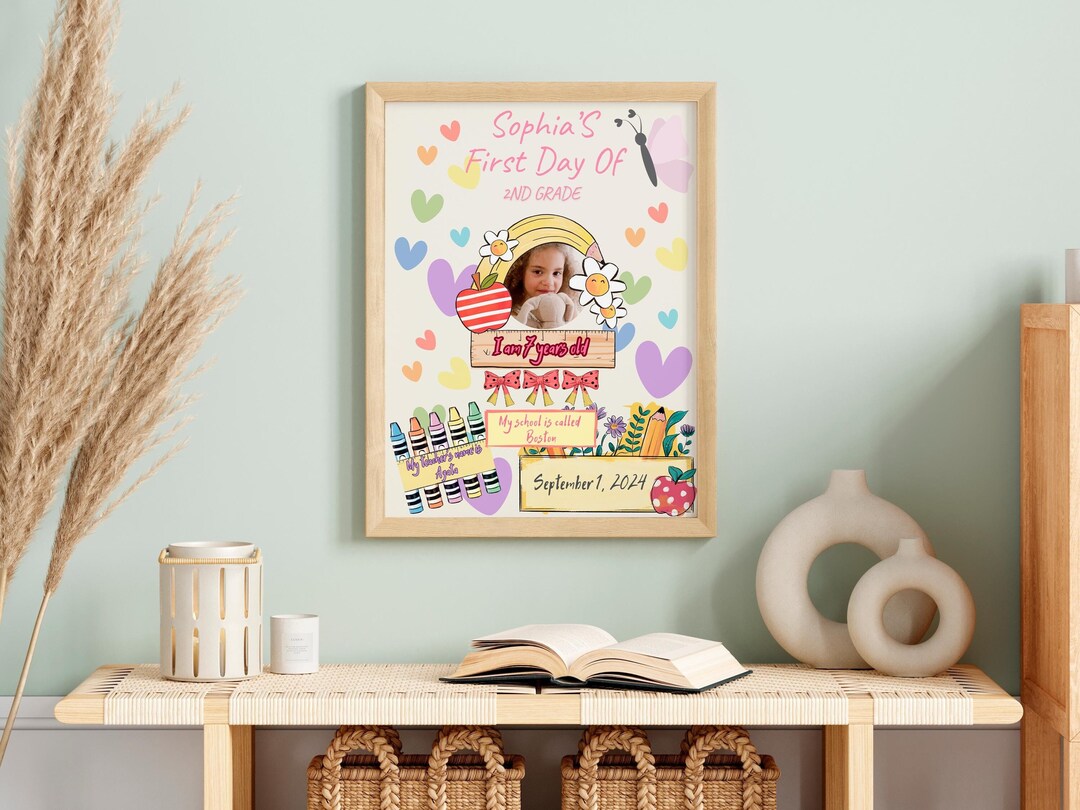 Personalized First Day of School Sign, Editable Back to School Sign ...