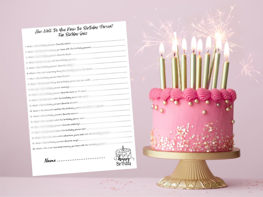 Birthday Party Quiz Game, Fun Printable for Teens & Tweens (PDF) - Etsy