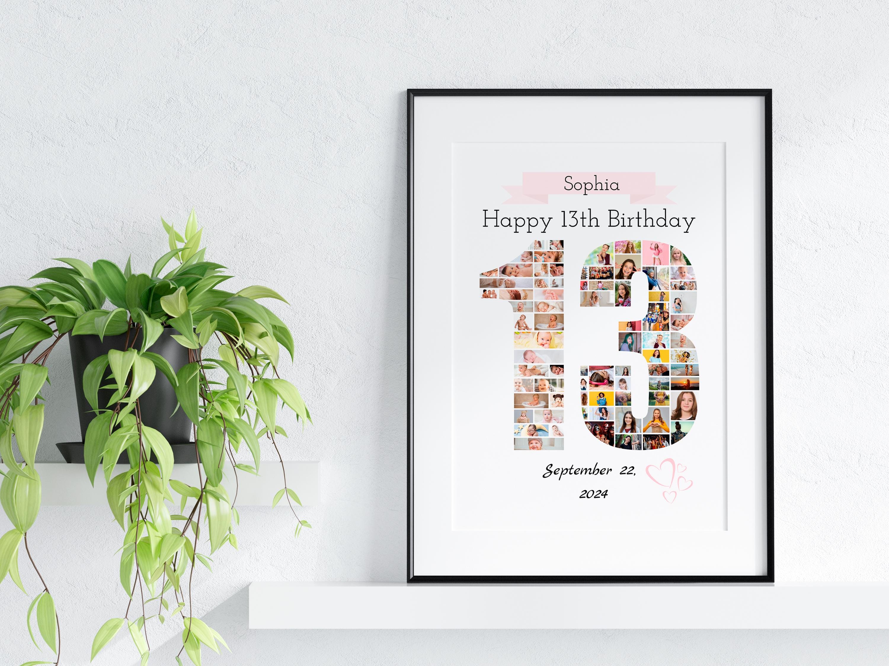 Personalized 13th Birthday Photo Collage Gift (canva Template) - Etsy