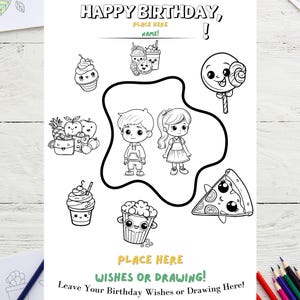 Happy Birthday Coloring Page: Sweets & Burgers Theme (printable Gift ...