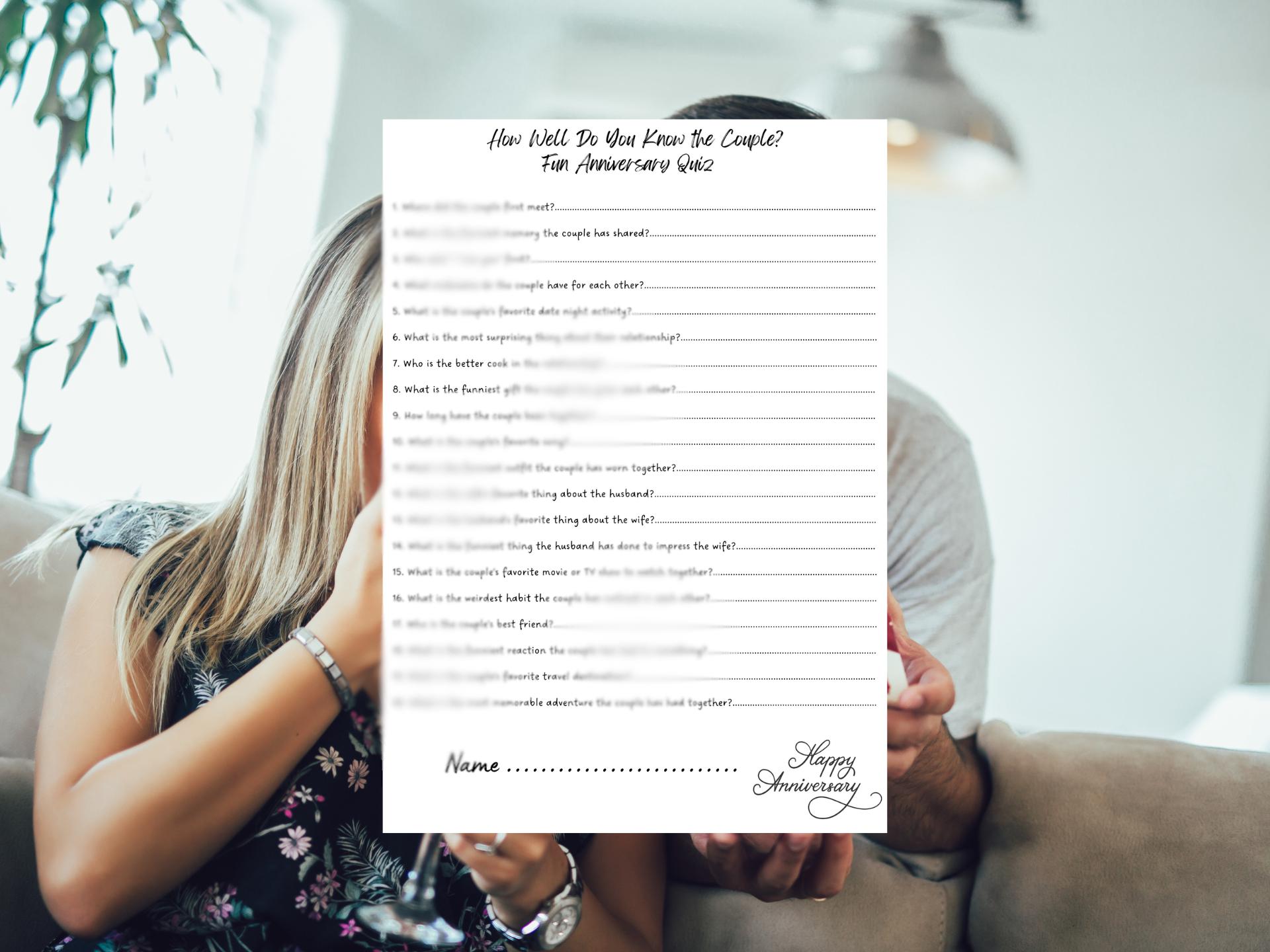 How Well Do You Know Your Partner? Fun Anniversary Trivia Game for ...