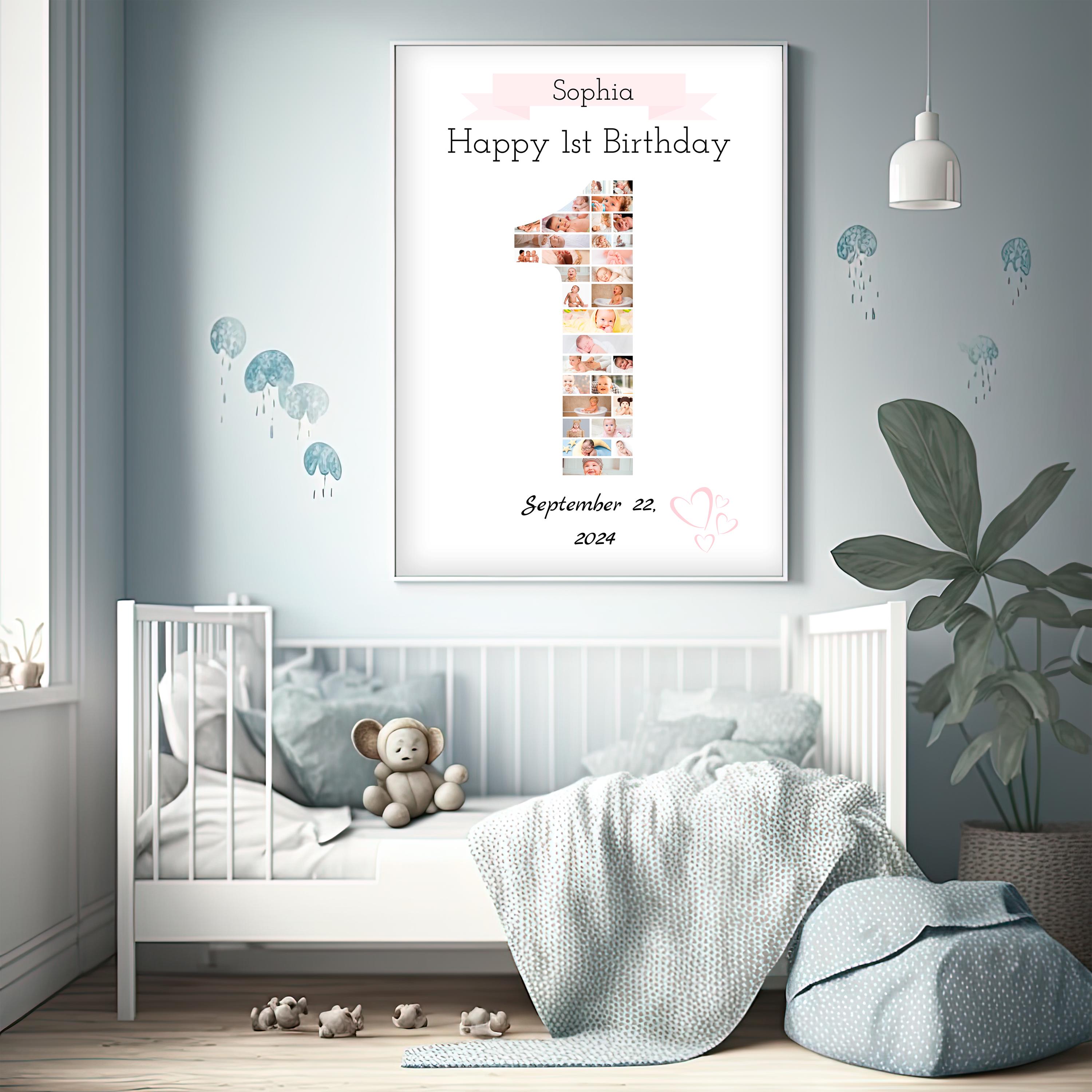 1st Birthday Photo Collage Template: Number One, Canva Design (digital ...