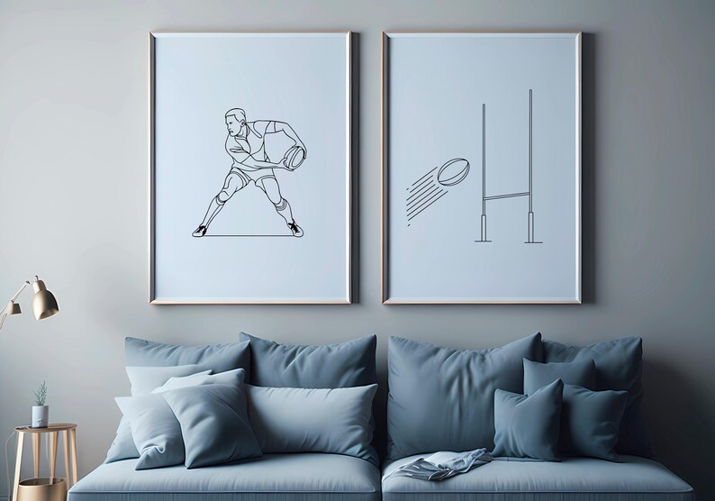 Rugby Player Wall Art Set, Minimalist Sports Prints, Digital Rugby ...