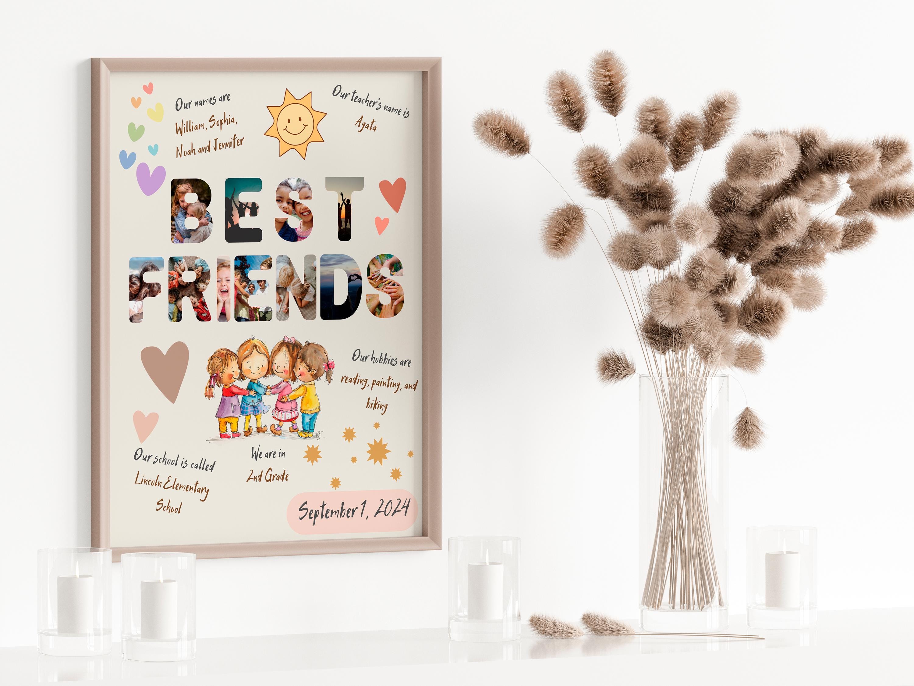 Best Friend Photo Collage Template for School, Editable Back to School ...
